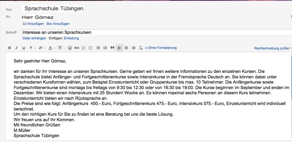 2. Pedro schreibt eine E-Mail | EOI_AL2 - Tema 1.2: Sprachen und ...